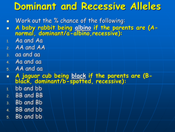Dominant and recessive alleles | Teaching Resources