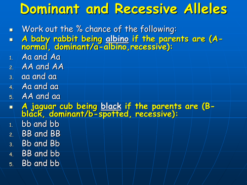 Dominant and recessive alleles | Teaching Resources