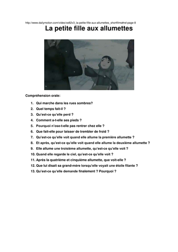 La petite fille aux allumettes | Teaching Resources