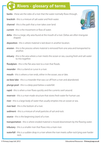 Rivers - Glossary of terms | Teaching Resources Rivers - Glossary of terms | Teaching Resources