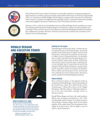 Ronald Reagan and Executive Power | Teaching Resources Ronald Reagan and Executive Power | Teaching Resources