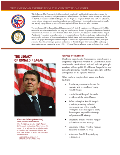 The Legacy of Ronald Reagan | Teaching Resources