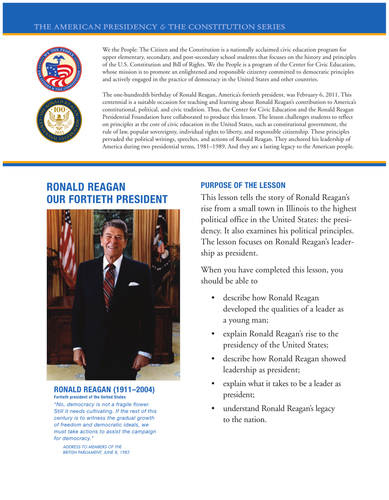 Ronald Reagan: Our Fortieth President | Teaching Resources