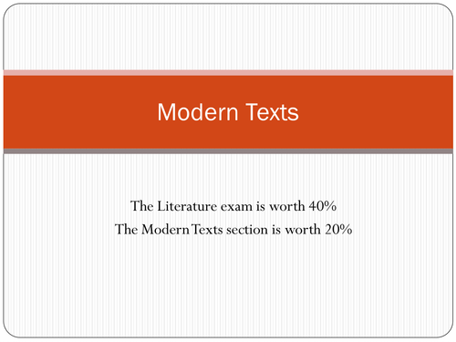 Modern Texts: Literature exam | Teaching Resources