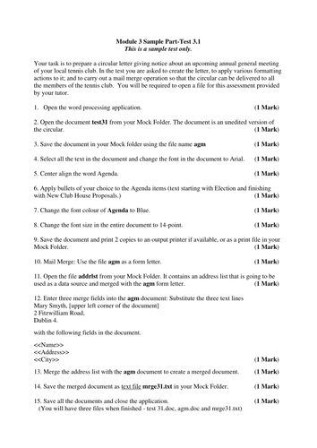 WORD PROCESSING MOCK TEST | Teaching Resources WORD PROCESSING MOCK TEST | Teaching Resources