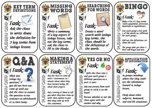 30 Colourful Plenary Cards for Pupil Led Lessons by leilarasarathnam ...