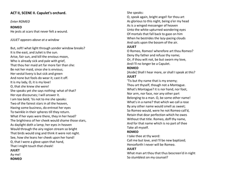 Shakespeare: Romeo and Juliet / Analytical Writing | Teaching Resources