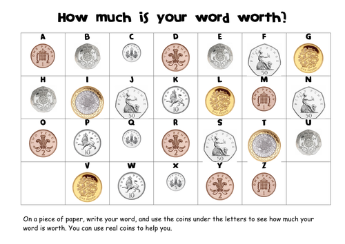 How much is your word worth? Maths & english game | Teaching Resources