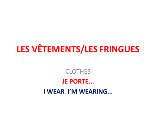 LES VETEMENTS clothes in French | Teaching Resources