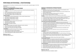 Assessment Grid - AQA GCSE Food Technology | Teaching Resources