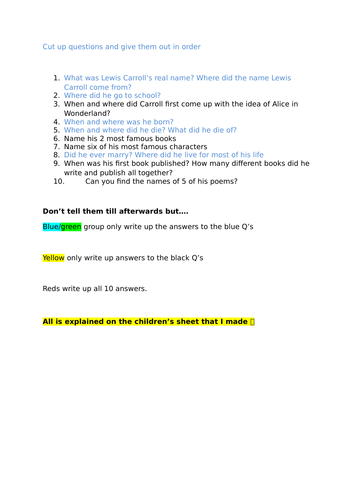 Lewis Carroll Nonsense Poetry Teaching Resources