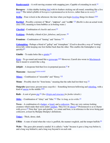 Lewis Carroll Nonsense Poetry Teaching Resources