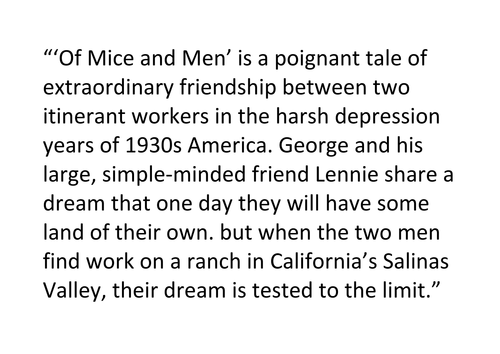 Of Mice and Men active introductory lesson | Teaching Resources