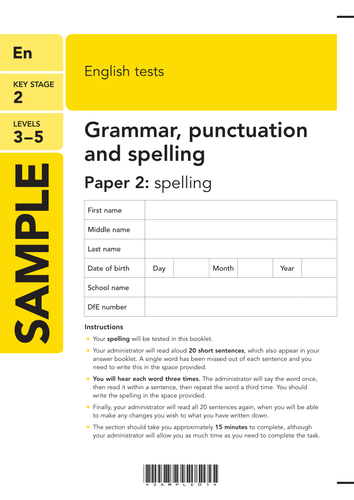 Grammar, punctuation & spelling sample assessment | Teaching Resources Grammar, punctuation & spelling sample assessment | Teaching Resources