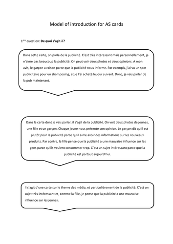 AS speaking cards model introduction | Teaching Resources