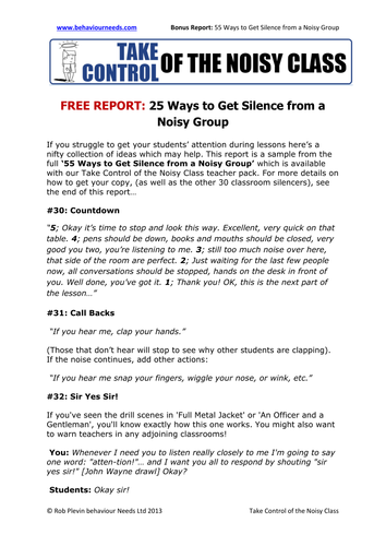 25 ways to get silence from a noisy group | Teaching Resources