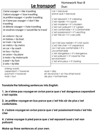 Transport: French vocab mat | Teaching Resources
