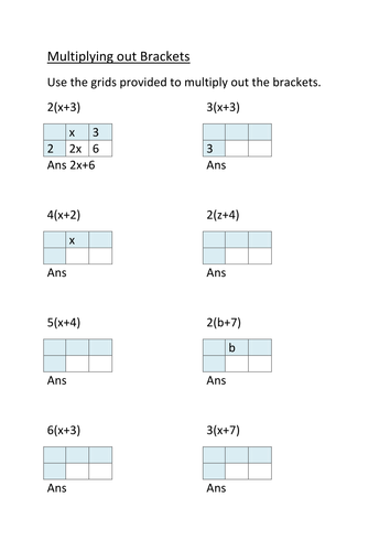 Multiplying out brackets heavily structured | Teaching Resources
