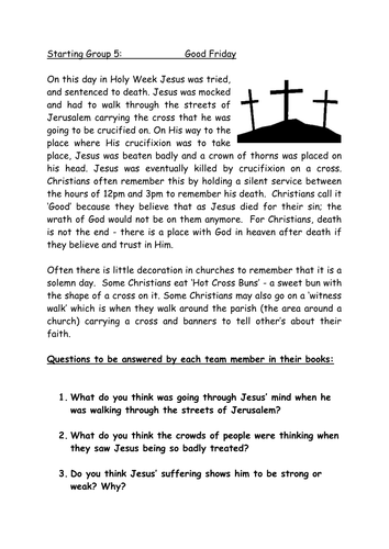 YR7 Holy Week and Easter | Teaching Resources