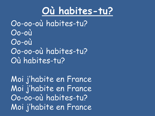 Ou habites-tu? - French Song to Camptown Races | Teaching Resources