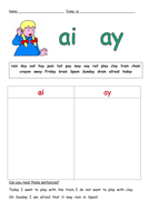 ai ay long A sound worksheets | Teaching Resources