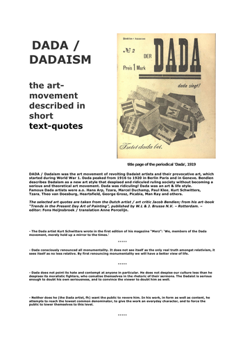 Dada / Dadaism, described & explained in text-quotes + images - free ...