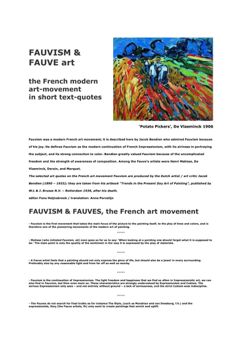 Fauvism, described & explained in short text-quotes + images - free ...