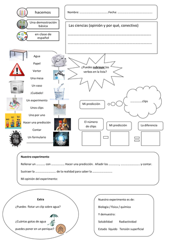 Spanish Science Experiment documents | Teaching Resources