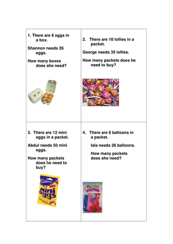 Word problems- How many packets are needed? Yr3/4 | Teaching Resources