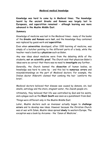 Medieval Medicine | Teaching Resources