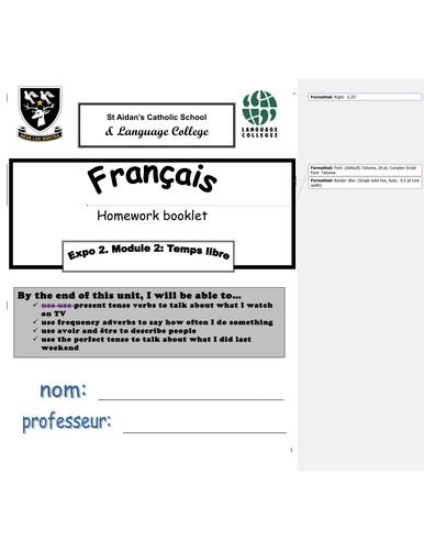 Expo 2 Homework booklets | Teaching Resources