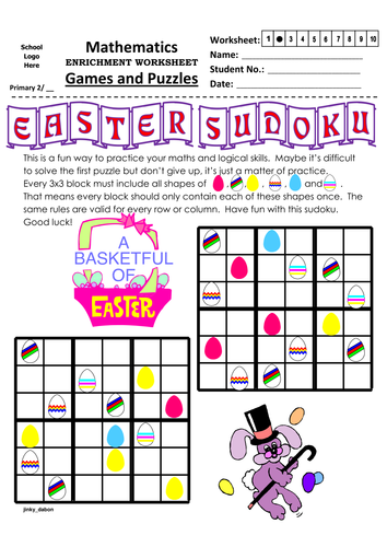3x3 Easter Themed Sudoku | Teaching Resources