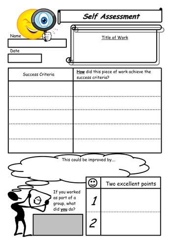 Self assessment and peer assessment sheets | Teaching Resources
