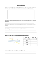 Refraction practical worksheet | Teaching Resources