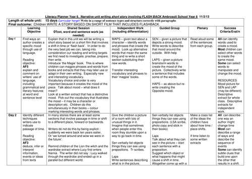 Yr 6 Short story with flashback using REPLAY | Teaching Resources