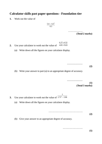 Calculator skills revision lesson | Teaching Resources