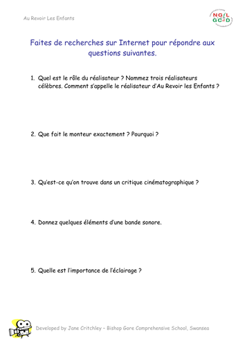 French Film - Au Revoir | Teaching Resources