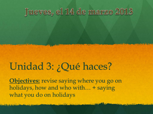 KS3 Spanish Module 4, Unit 3; on holiday, activity | Teaching Resources