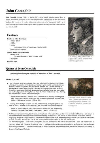 John Constable in artist quotes on landscape painting & his life; free ...