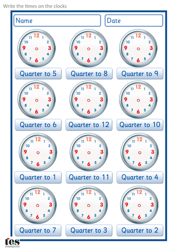 What's the Time? - Write the times on the clocks | Teaching Resources