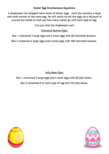 Easter Egg Simultaneous Equations | Teaching Resources