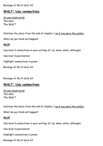 Project X REVENGE OF THE X-BOTS 3A | Teaching Resources