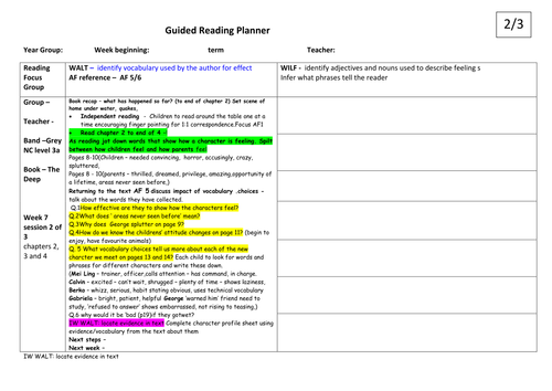 The Deep guided reading plan grey band level 3a | Teaching Resources
