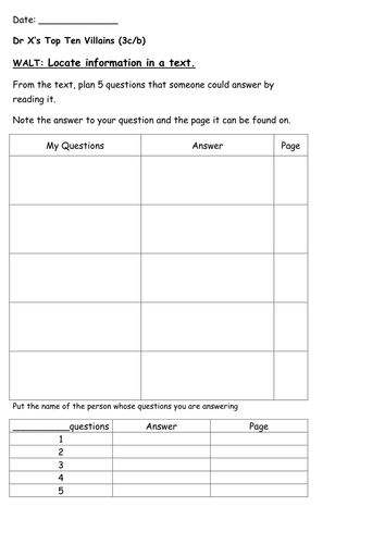 Project X DR X TOP 10 VILLAINS 3c to 3b | Teaching Resources