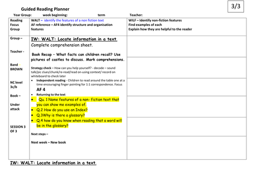 Project X guided reading UNDER ATTACK 3c to 3b | Teaching Resources