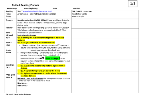 Project X guided reading UNDER ATTACK 3c to 3b | Teaching Resources