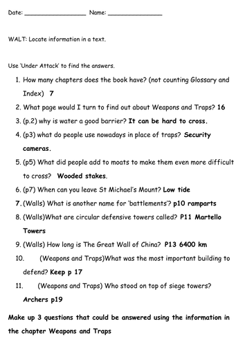 Project X guided reading UNDER ATTACK 3c to 3b | Teaching Resources