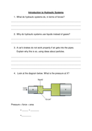 Hydraulics worksheet | Teaching Resources