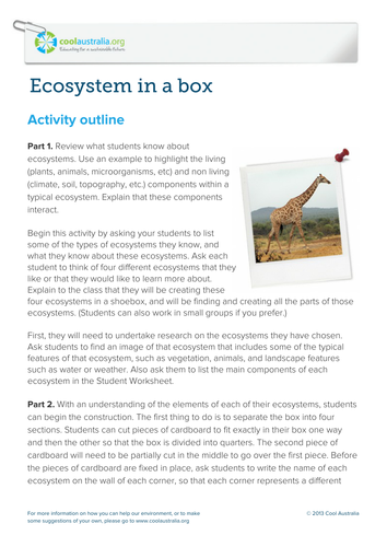 Ecosystem in a box | Teaching Resources