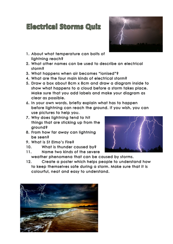 Electrical Storms / Thunder Storms resources | Teaching Resources